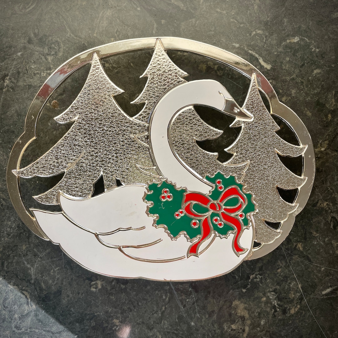 Vintage Christmas Swan Trivet WMA Rogers Tarnish Resistant Holidays - Etsy