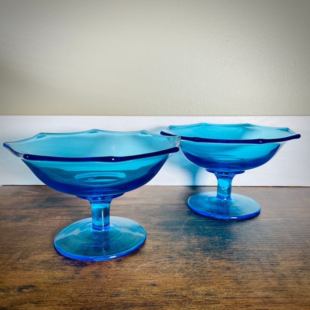 Vintage Turquoise Blue Glass Candy Dishes Sherbet Dish - Etsy