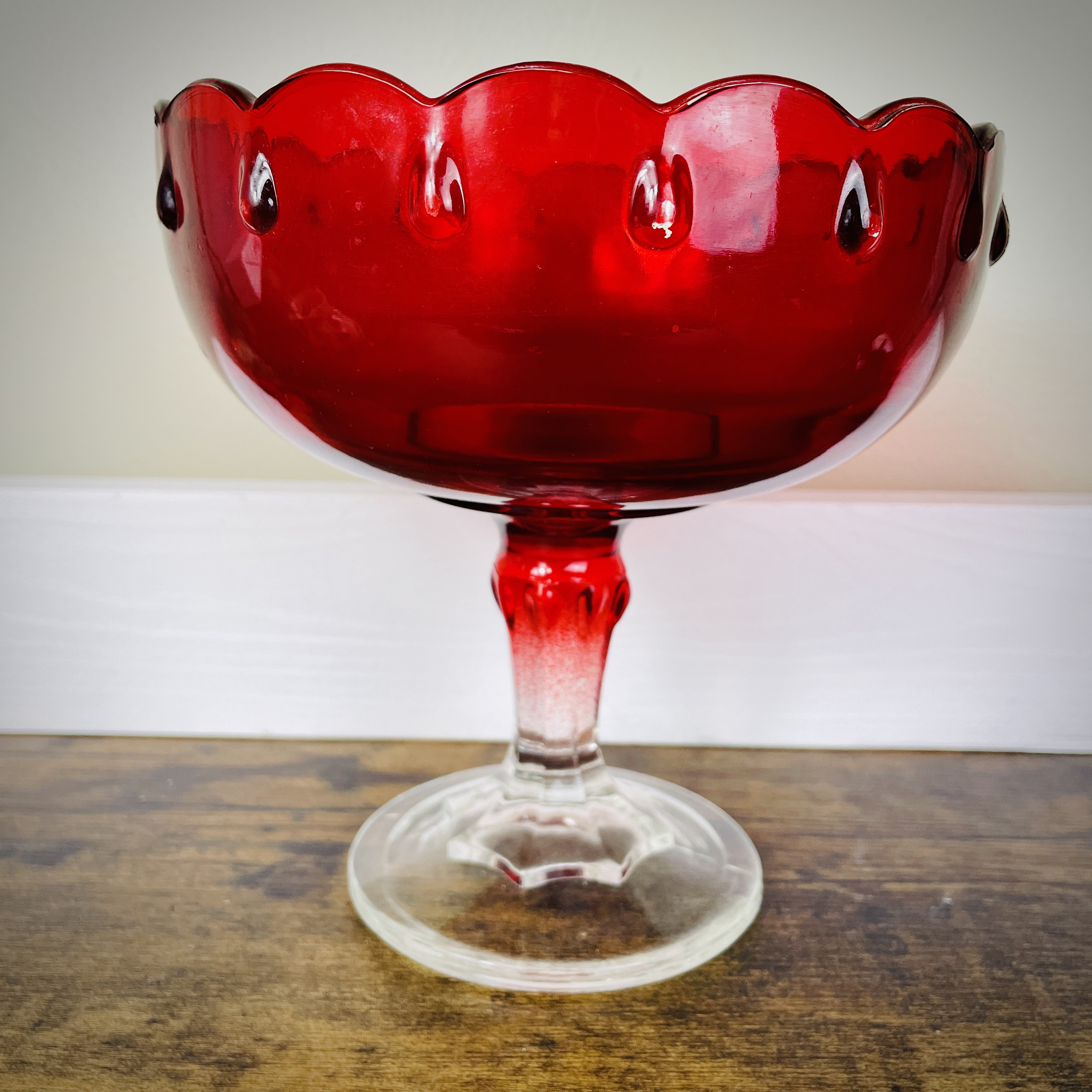Vintage Indiana Glass Large Ruby Red Teardrop Compote Dish - Etsy