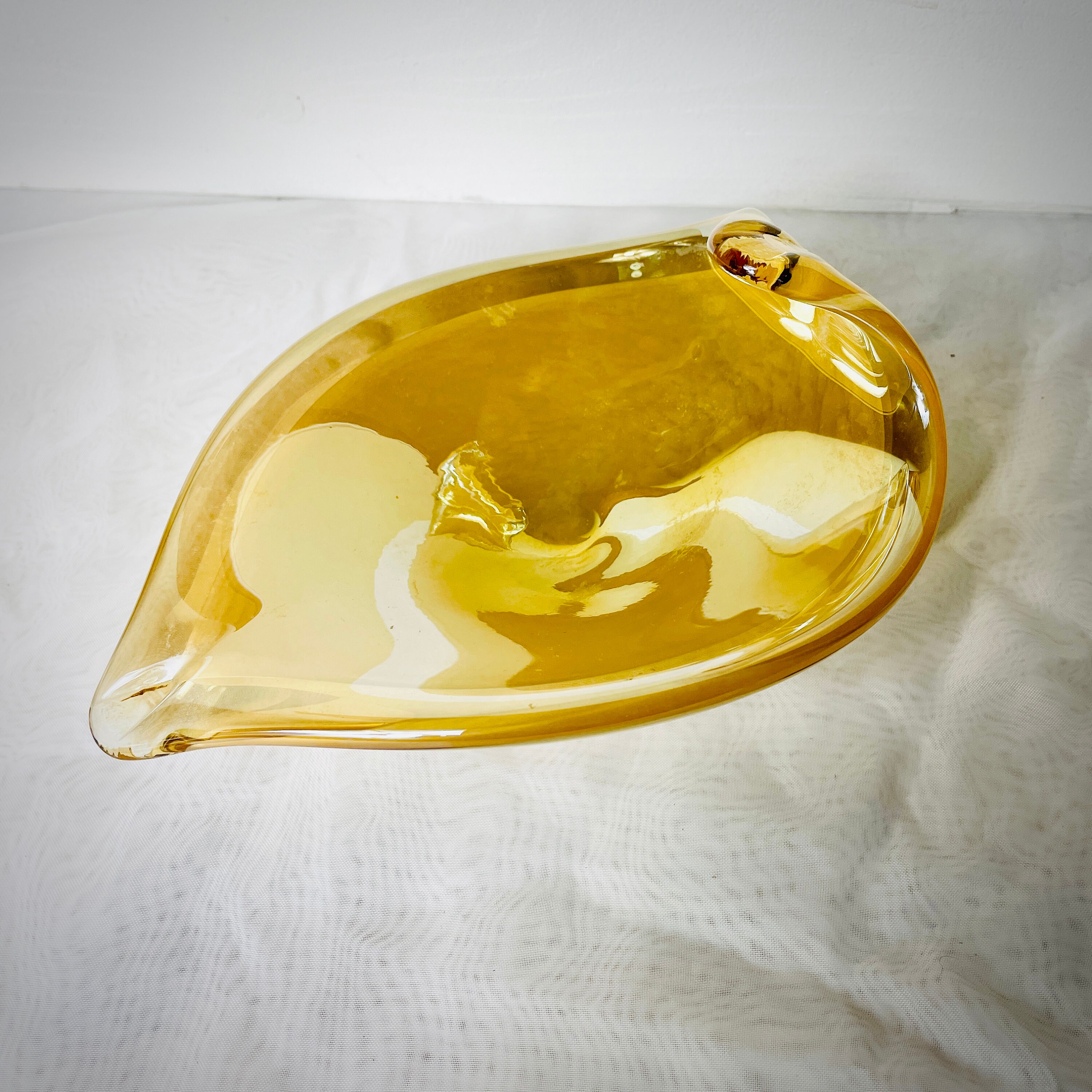 Vintage Linea Astuni Italian Art Glass Iridescent Yellow Dish - Etsy