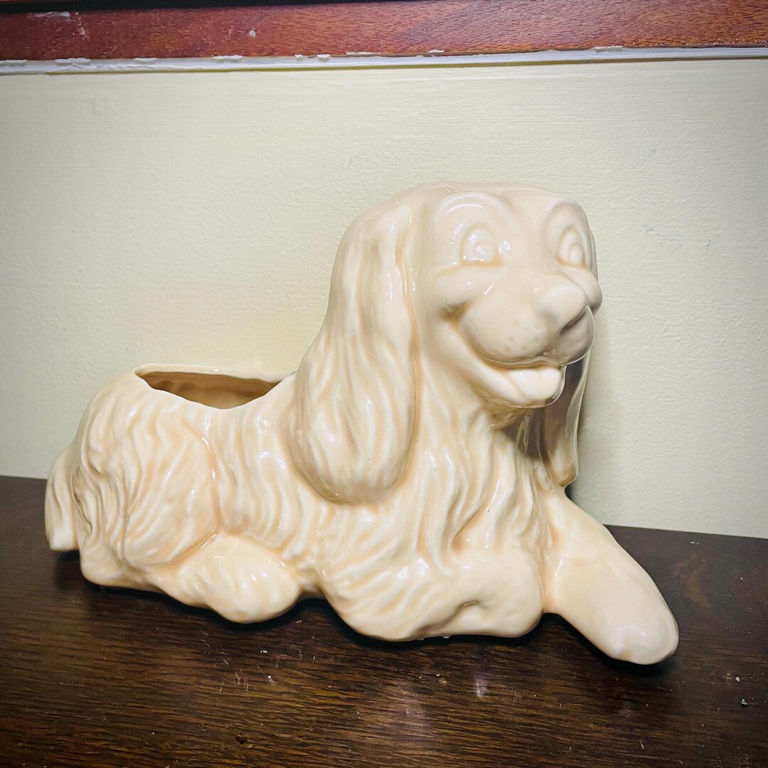 Vintage Cartoon Dog Ceramic Planter | Cocker Spaniel Pottery - Etsy