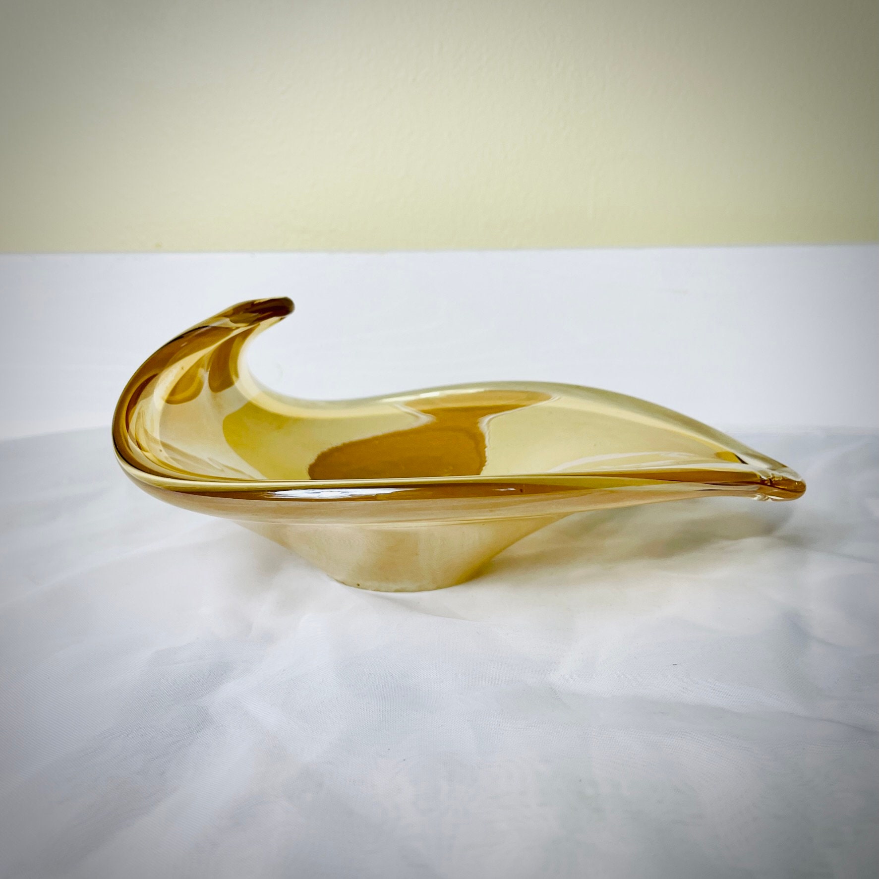 Vintage Linea Astuni Italian Art Glass Iridescent Yellow Dish - Etsy