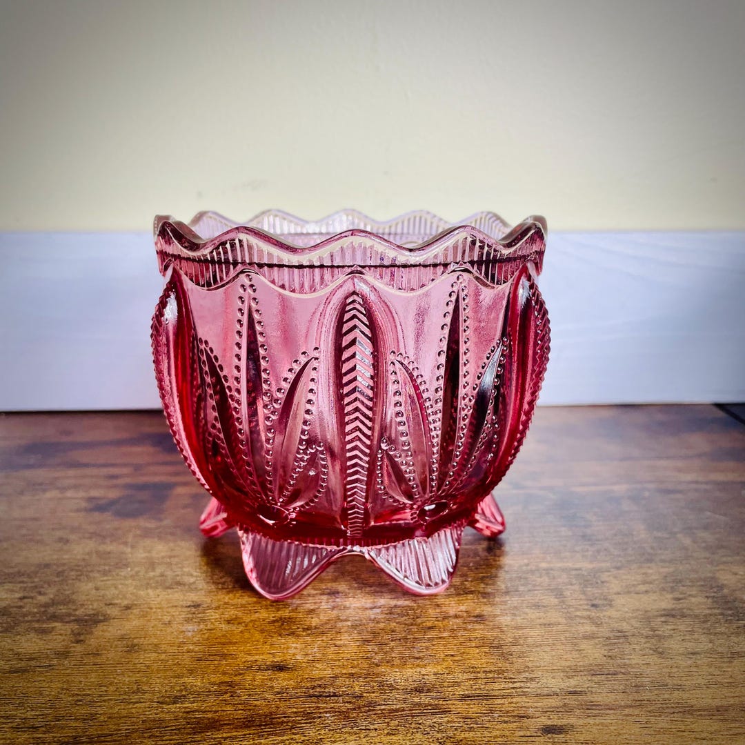Vintage Fenton Dusty Rose Cactus Pattern Glass Candy Dish NO LID - Etsy