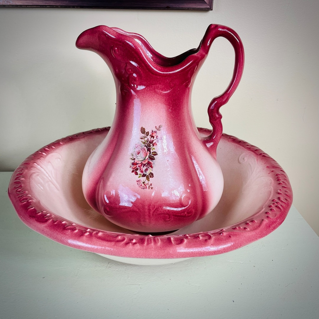 Antique Ironstone Pitcher and Basin - Etsy Antique Ironstone Pitcher and Basin - Etsy