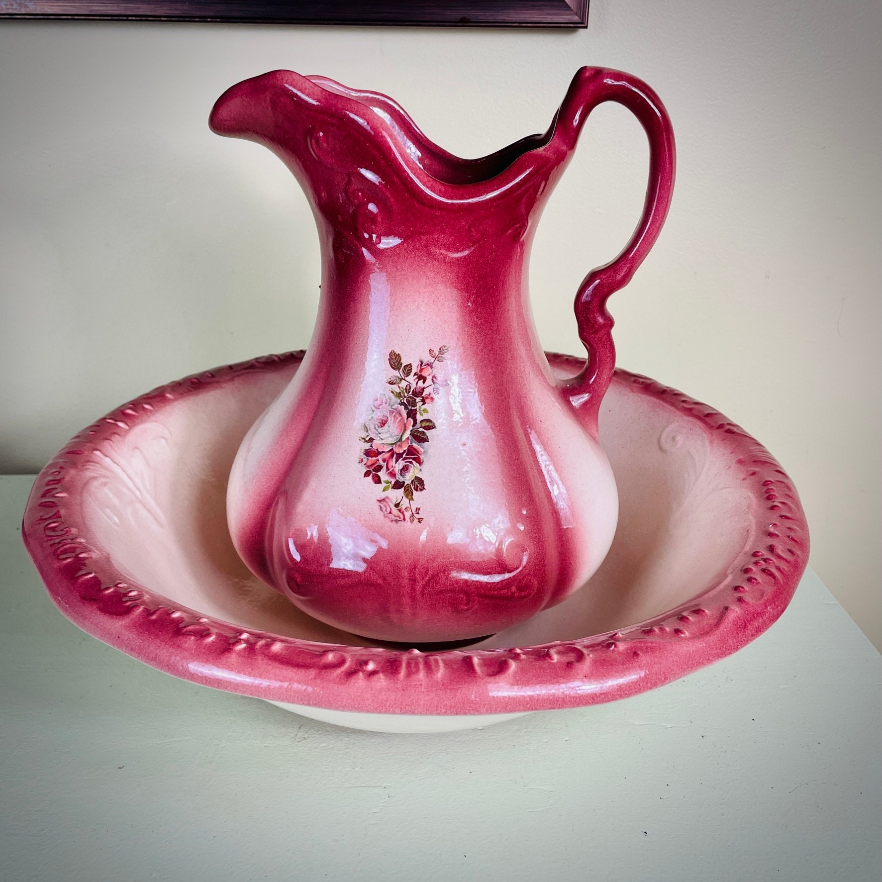 Antique Ironstone Pitcher and Basin - Etsy