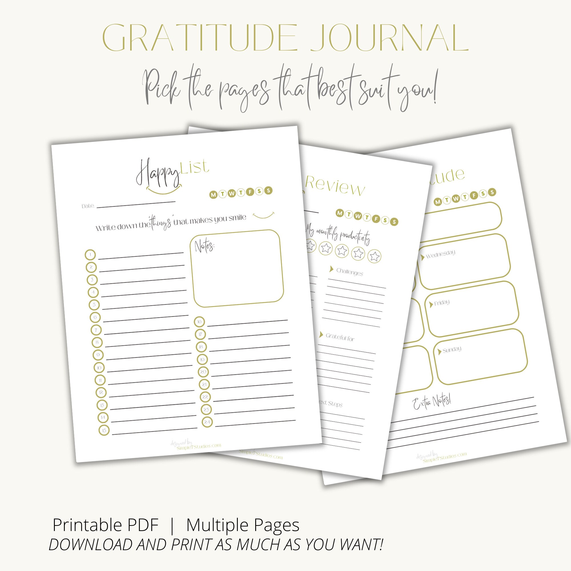 Gratitude Journal Printable, Affirmation Planner, Wellness Notebook - Etsy