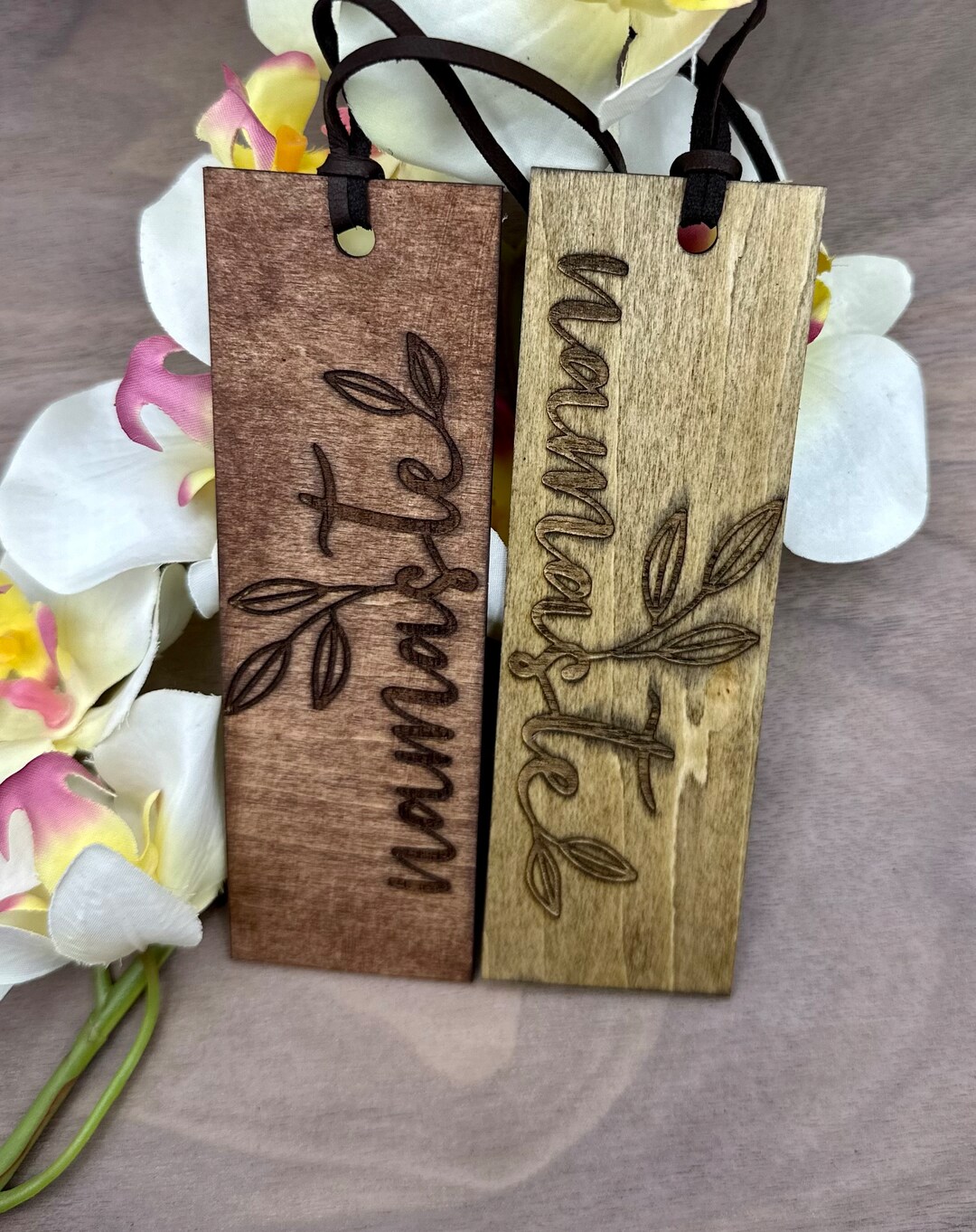 Wooden Namaste Bookmark With Leather Tassel Two Color Options - Etsy