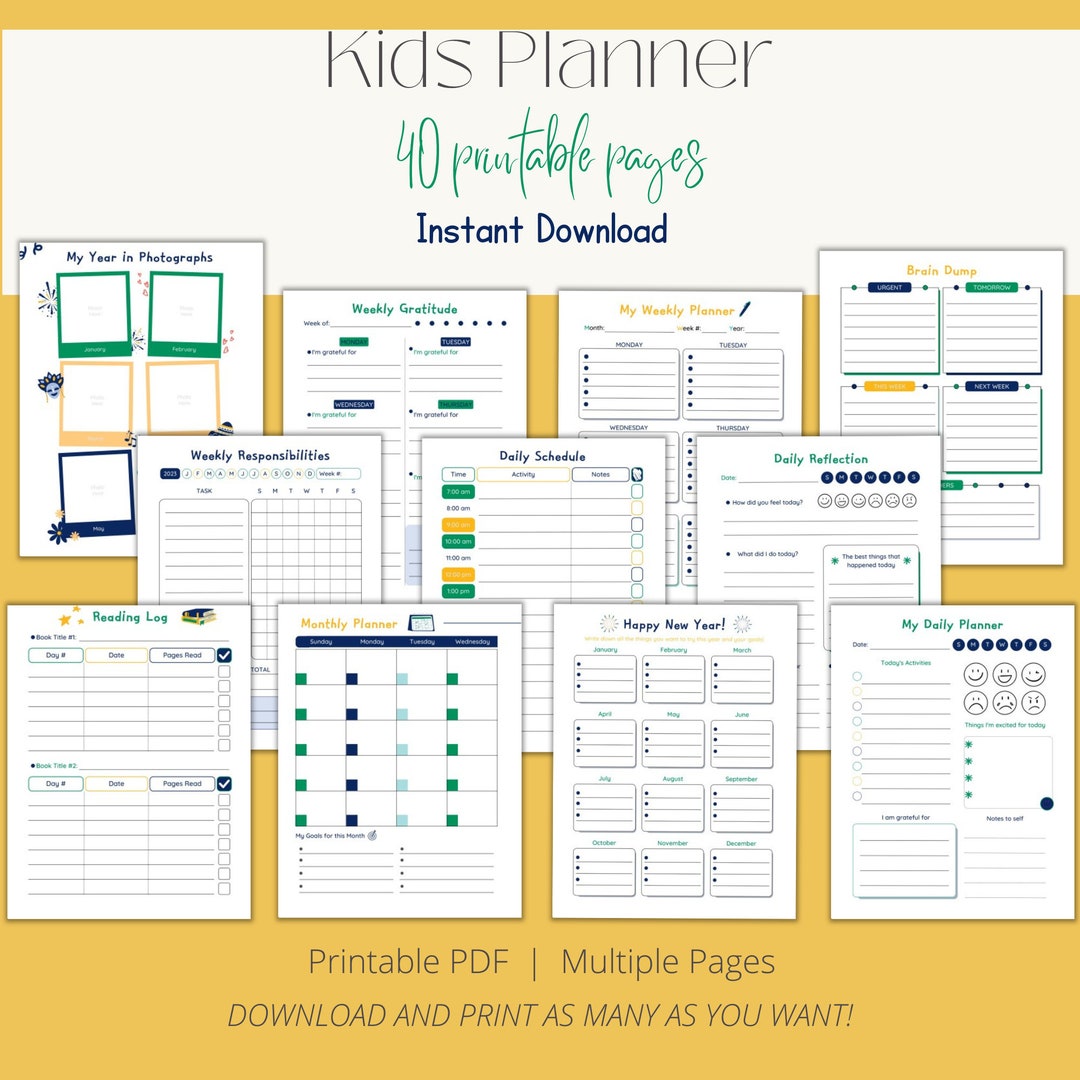 Printable Kids Planner, Customizable Homeschool Organizer - Etsy