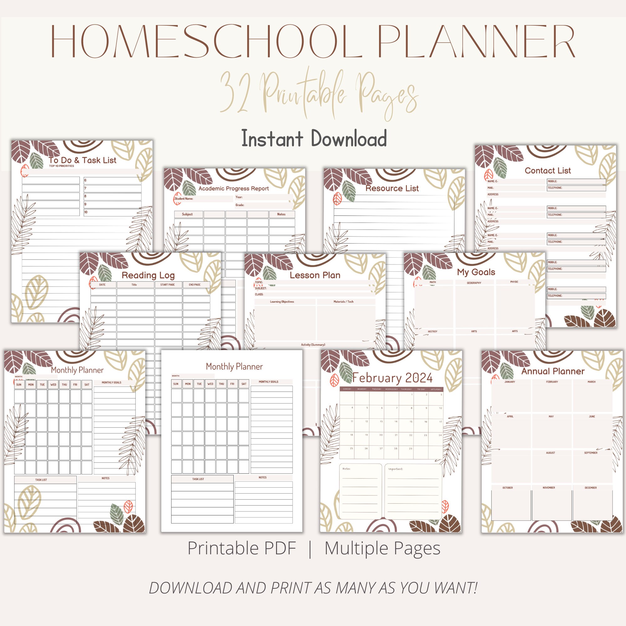 2024 HOMESCHOOL PLANNER PRINTABLE - Etsy