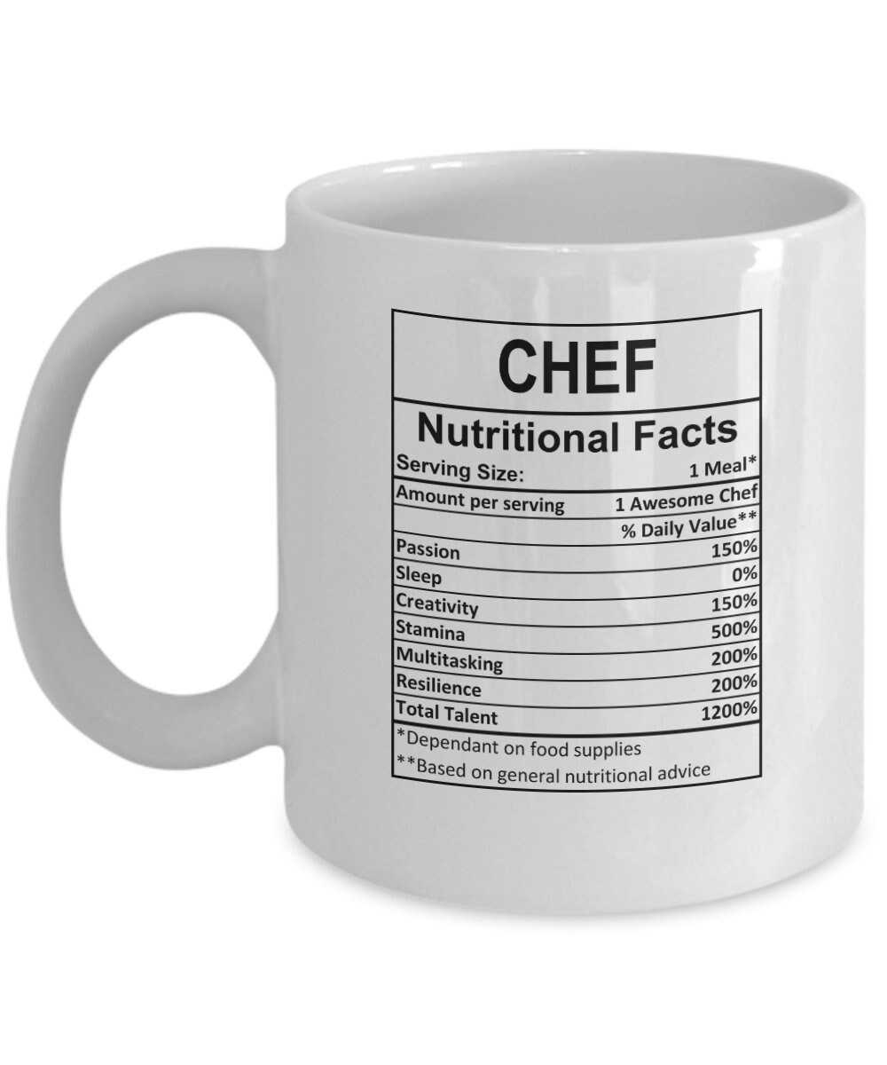 Chef Gifts, Chef Mug, Chef Nutrition Facts, Chef Gift Nutritional Fact ...