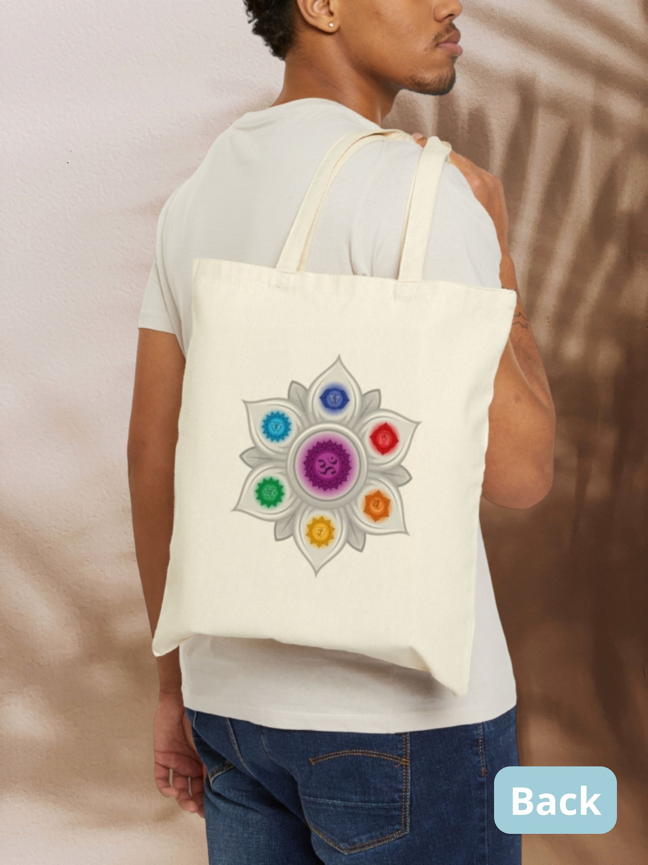 Chakra Symbols Tote Bag 100% Cotton Canvas, Gift for Her, Buddhism ...