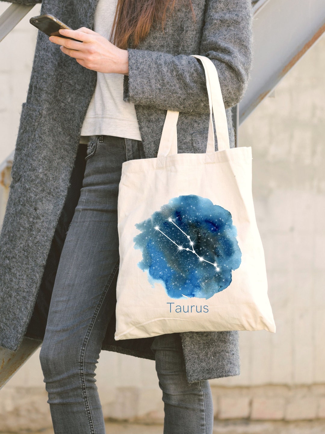 Taurus Constellation Zodiac Tote Bag 100% Cotton Stars, Astrology ...