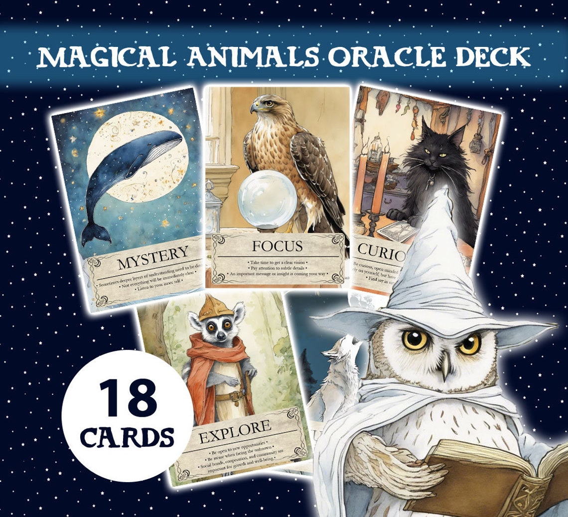 Magical Animals Oracle Cards Deck - 18 Card Deck - 63x88cm/2.5x3.5inch ...