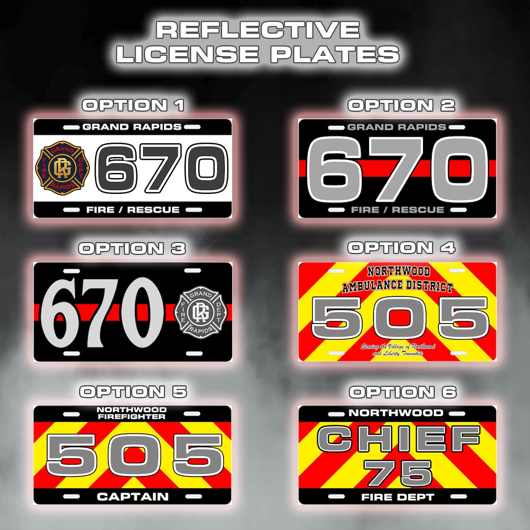 Custom Fire Department Reflective License Plate – High-visibility ...