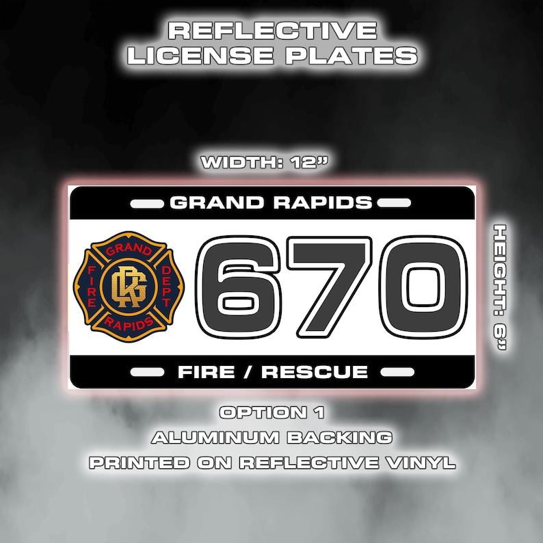 Custom Fire Department Reflective License Plate – High-visibility ...