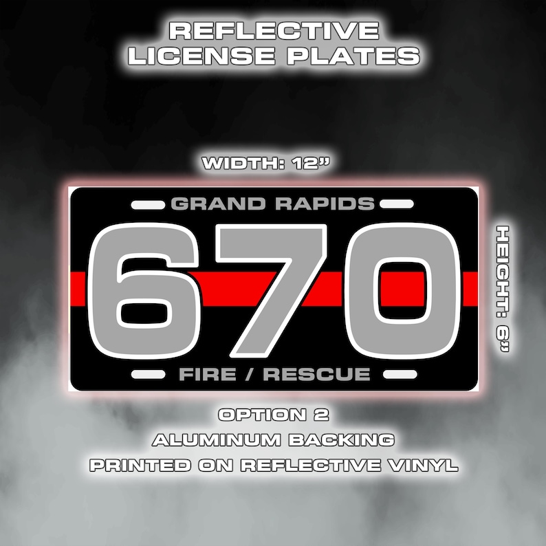 Custom Fire Department Reflective License Plate – High-visibility ...