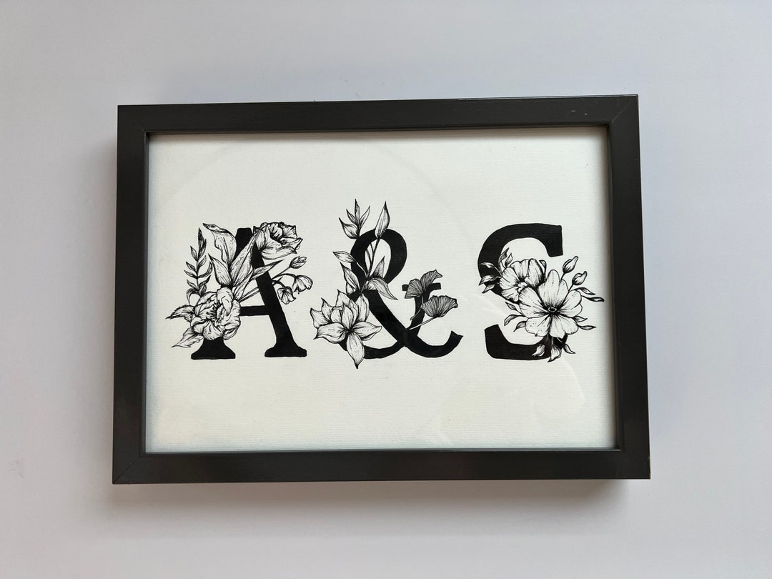 Custom Letter Art, Hand Drawn Letters, Original Ink Drawing, Monogram ...