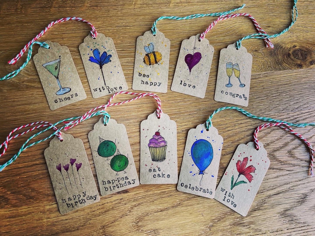 5 Hand Painted Watercolour Gift Tags Handmade Gift Tags - Etsy Australia
