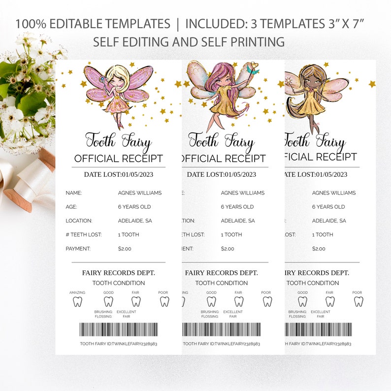 Tooth Fairy Receipt Template, Editable Tooth Fairy Receipt, Tooth Fairy ...