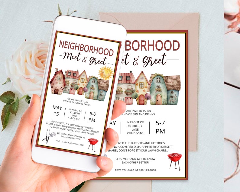 Neighborhood Meet & Greet Invitation Template, Block Party Invitation ...