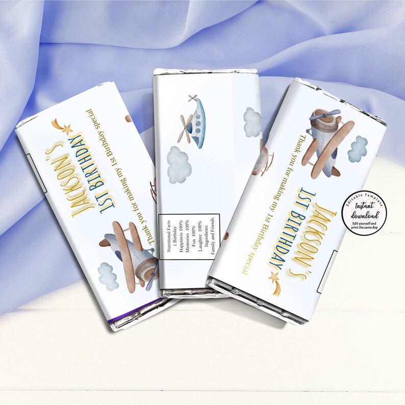 Airplane Candy Bar Wrapper Label Airplane Birthday Candy Bar - Etsy