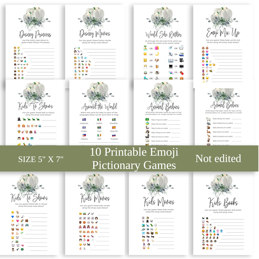 Pumpkin Emoji Pictionary Games Printable Emoji Trivia Game - Etsy