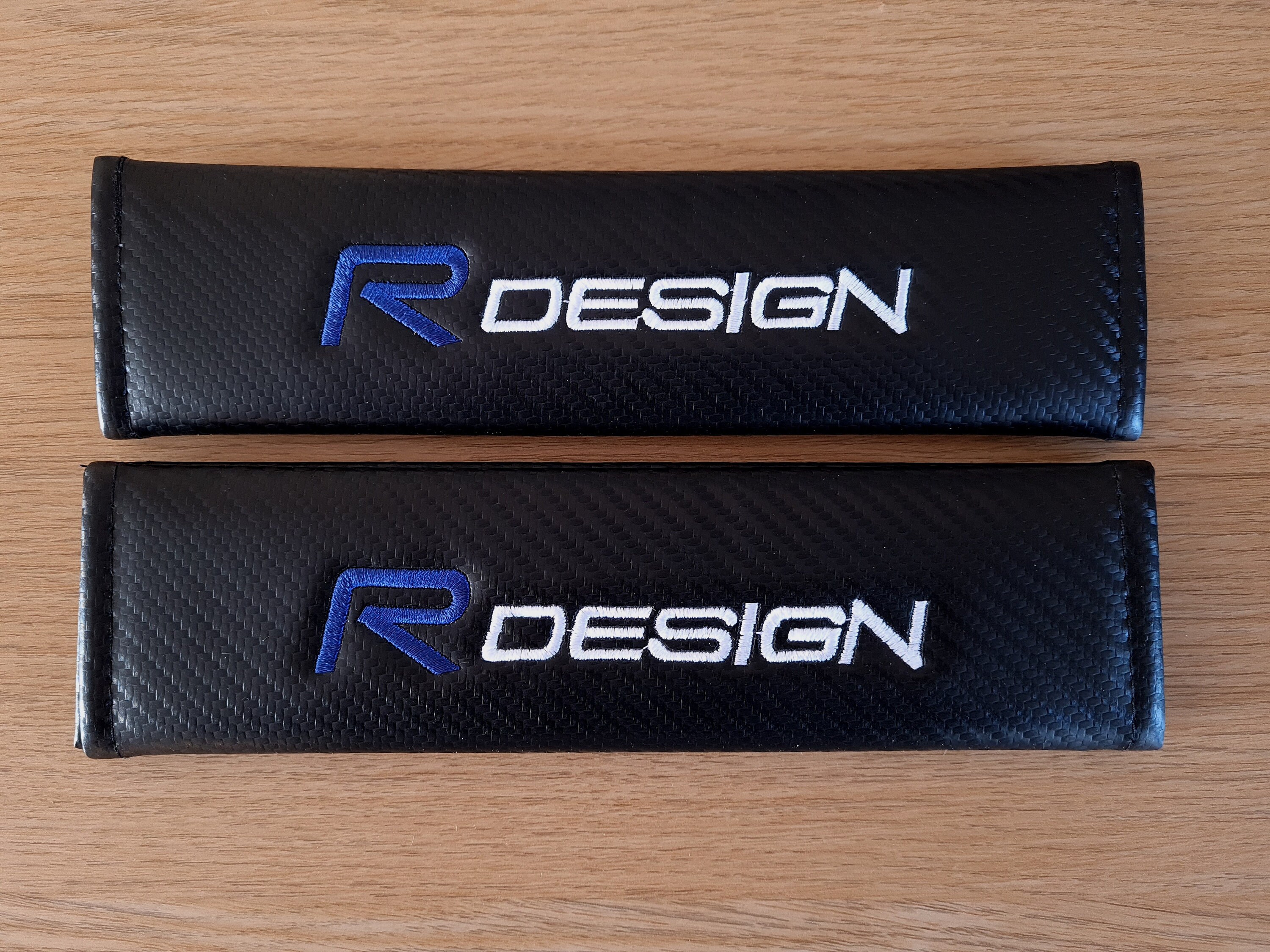 2x Volvo R Design Carbon Fibre Seat Belt Protector Cover Pad Pads ...