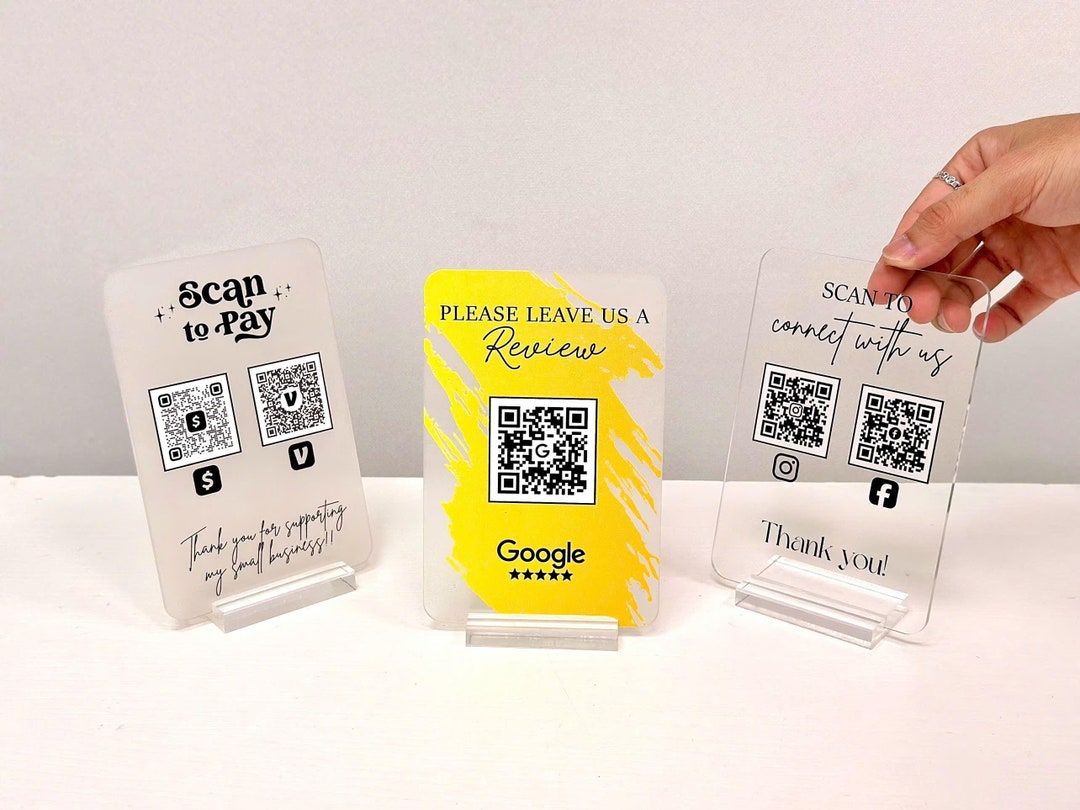 Business Social Media QR Code Sign, Mini QR Display Sign, Scan to ...