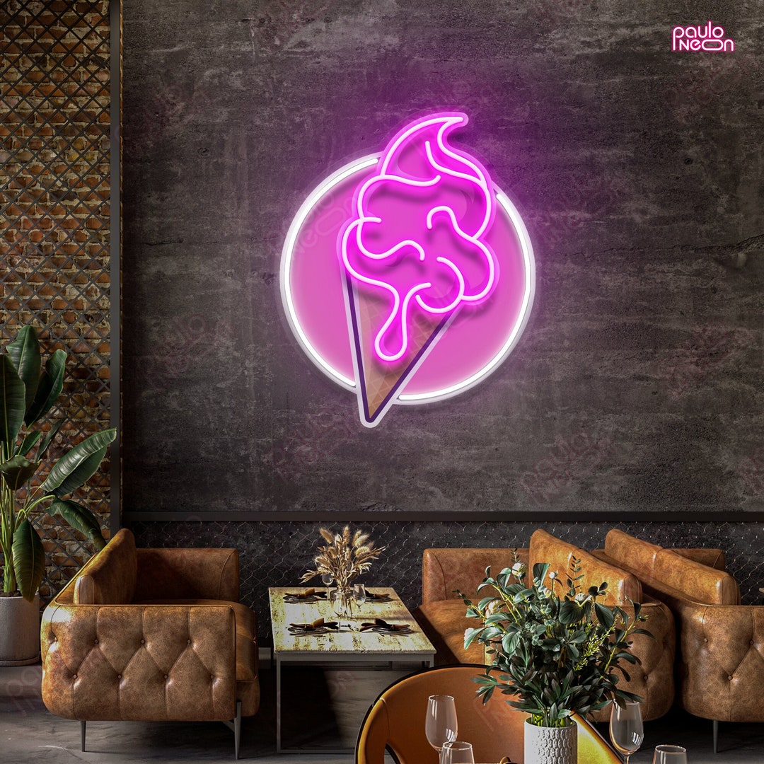 Ice Cream Neon Sign Art, Neon Sign Light Business Logo, Led Signs ...