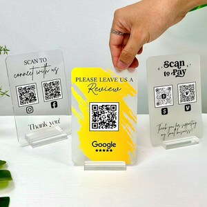 Business Social Media QR Code Sign, Mini QR Display Sign, Scan to ...