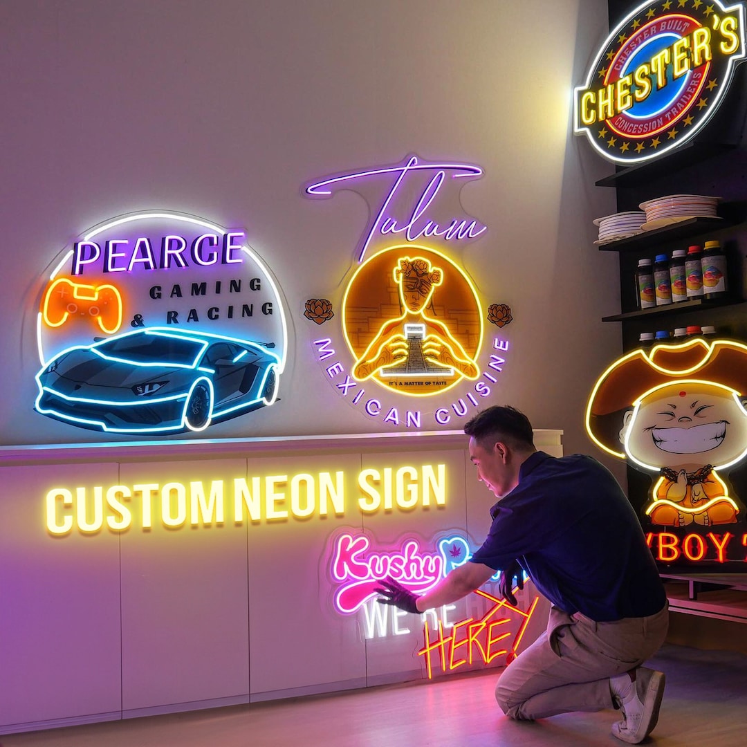 Logo Neon Sign Custom, Neon Sign Custom Logo, Neon Logo Sign, Business ...