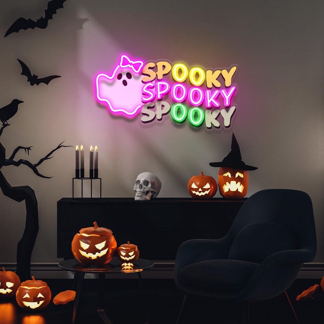 Pinkoween Decor Neon Sign Pink Halloween Decor for Home, Neon Sign ...
