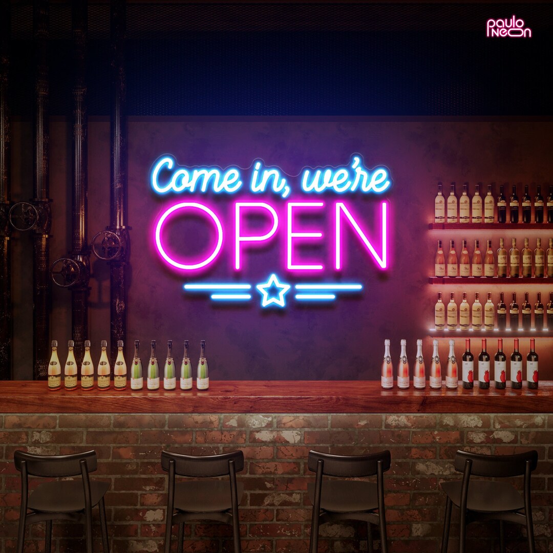 Come in We're Open Neon Sign, Open Sign for Business, Custom Bar Sign ...