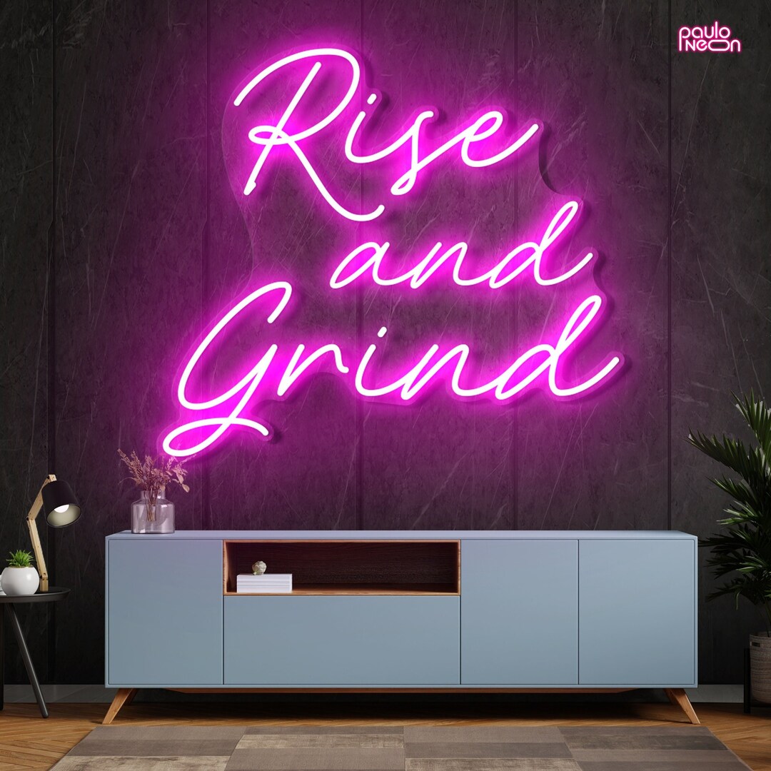 Rise and Grind Neon Sign Custom Room Decor, Neon Sign Bedroom, Home ...