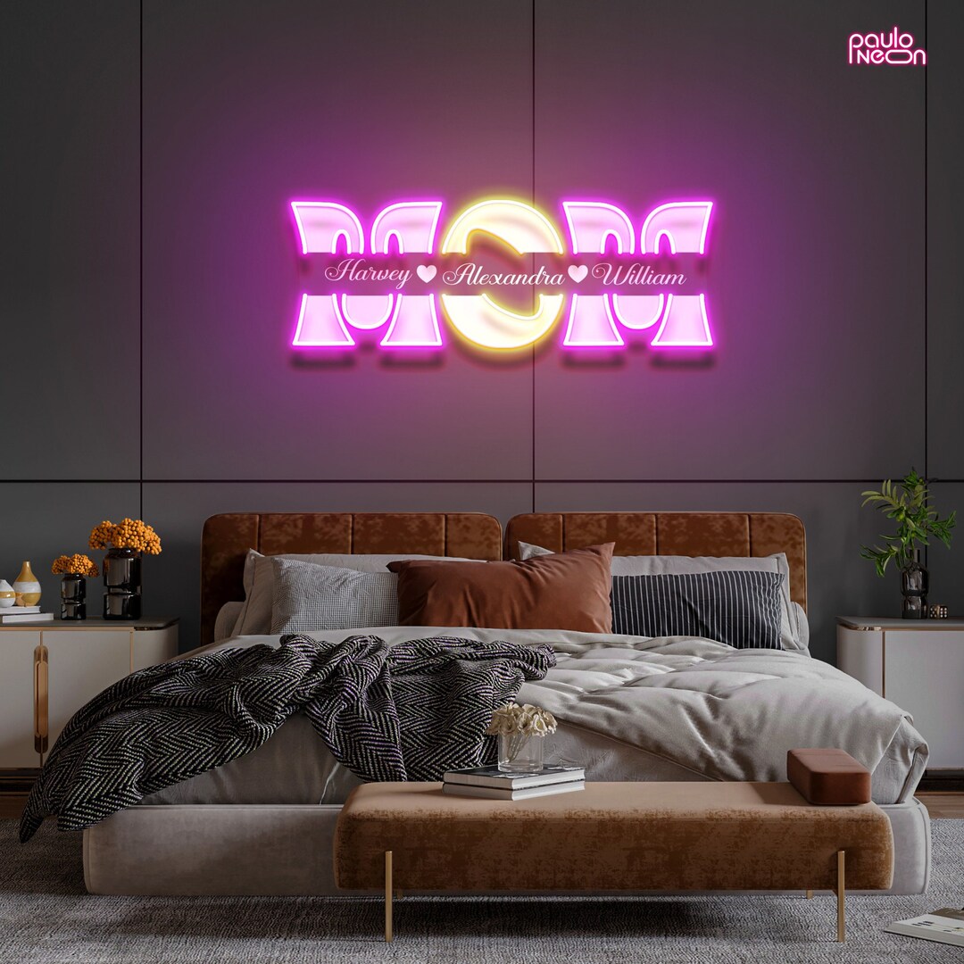 Neon Sign Mom Sign With Children Names Gifts for Mom From - Etsy