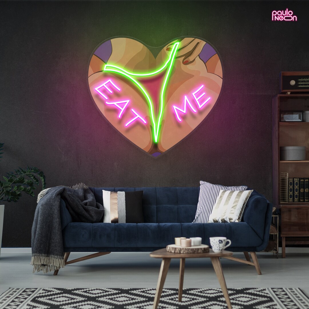 Eat Me Neon Sign, Living Room Art for Wall, Modern Wall Art, Custom ...