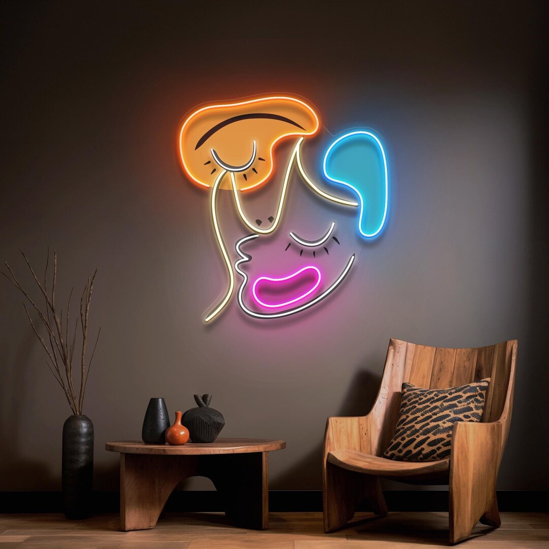 Sleeping Face Abstract Art LED Neon Sign Light, Abstract Neon Sign ...