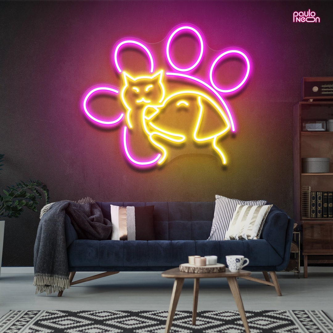 Dog and Cat Neon Sign Custom Custom Neon Sign Dog Pet Shop - Etsy