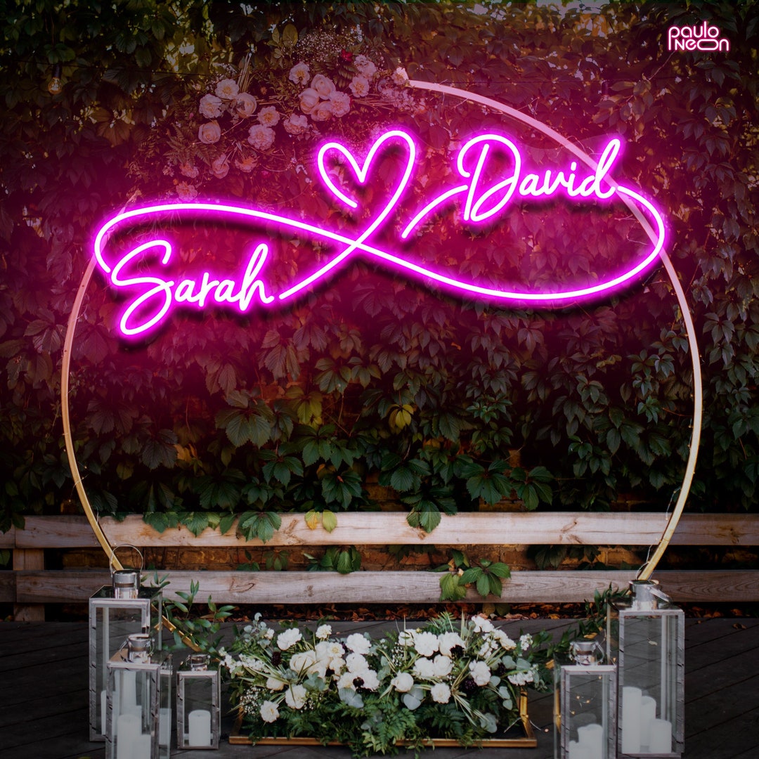 Neon Name Sign Custom Wedding Backdrop, Last Name Sign Wedding Decor ...