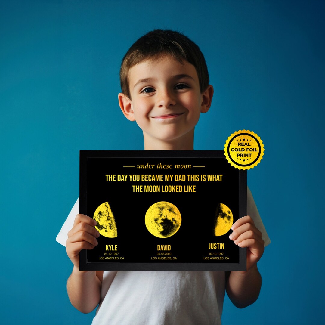 Fathers Day Gift From Kids, the Night You Became My Daddy Moon Phase ...