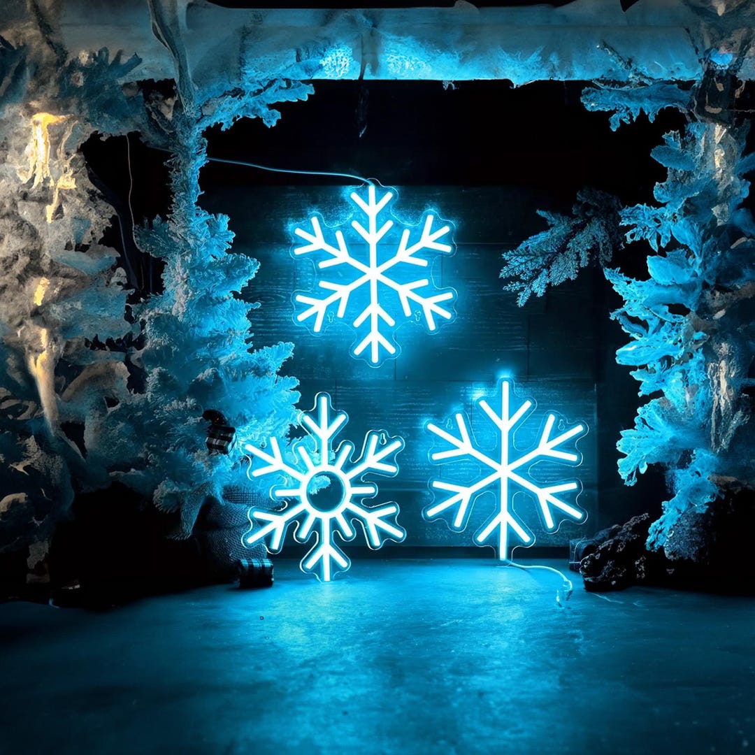 Snowflake Neon Sign: Christmas Decor, Indoor Light - Etsy