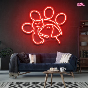 Dog and Cat Neon Sign Custom Custom Neon Sign Dog Pet Shop - Etsy