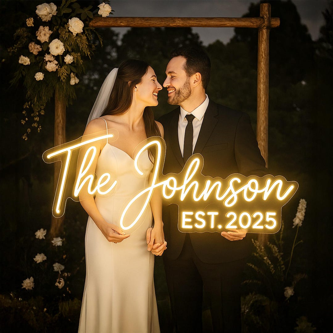 Custom Neon Name Sign Wedding, Wedding Name Sign Light, Neon Wedding ...
