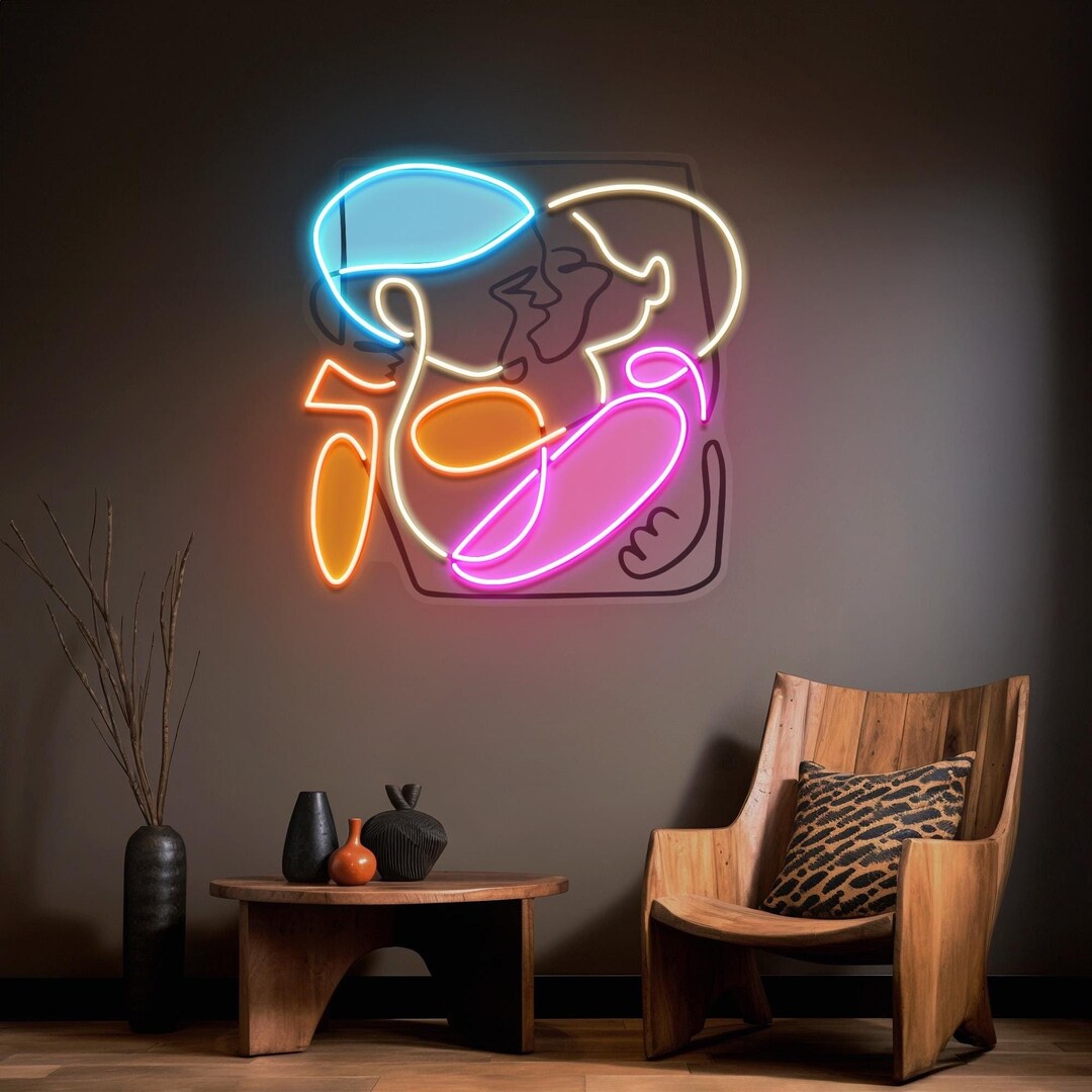 Kissing Faces With Colorful Abstract Art LED Neon Sign Light | Modern ...