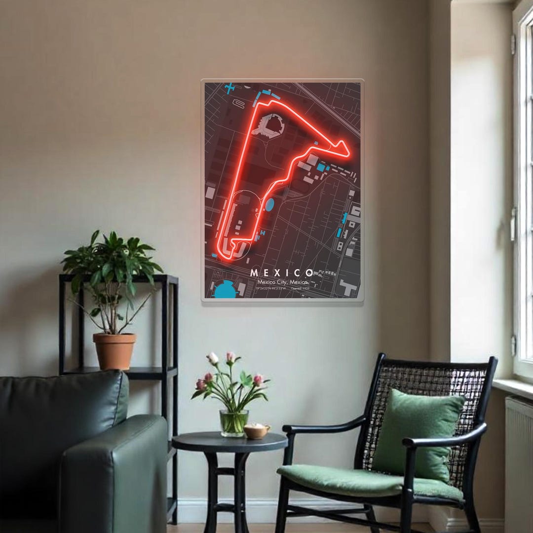 Letrero de neón de pista de carreras de F1, letrero de neón ...