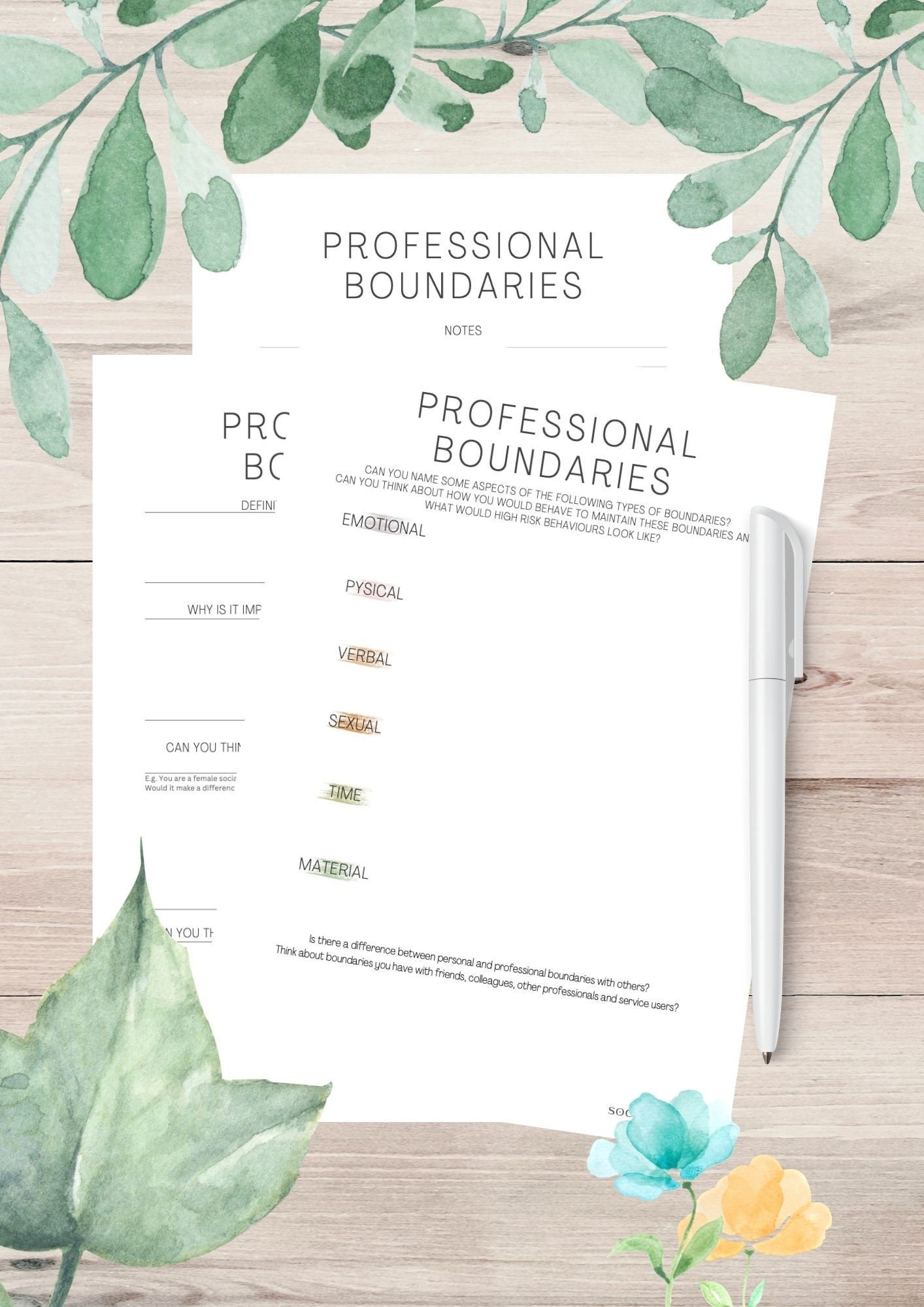Professional Boundaries Worksheets | CPD | Social Work | Student Social ...