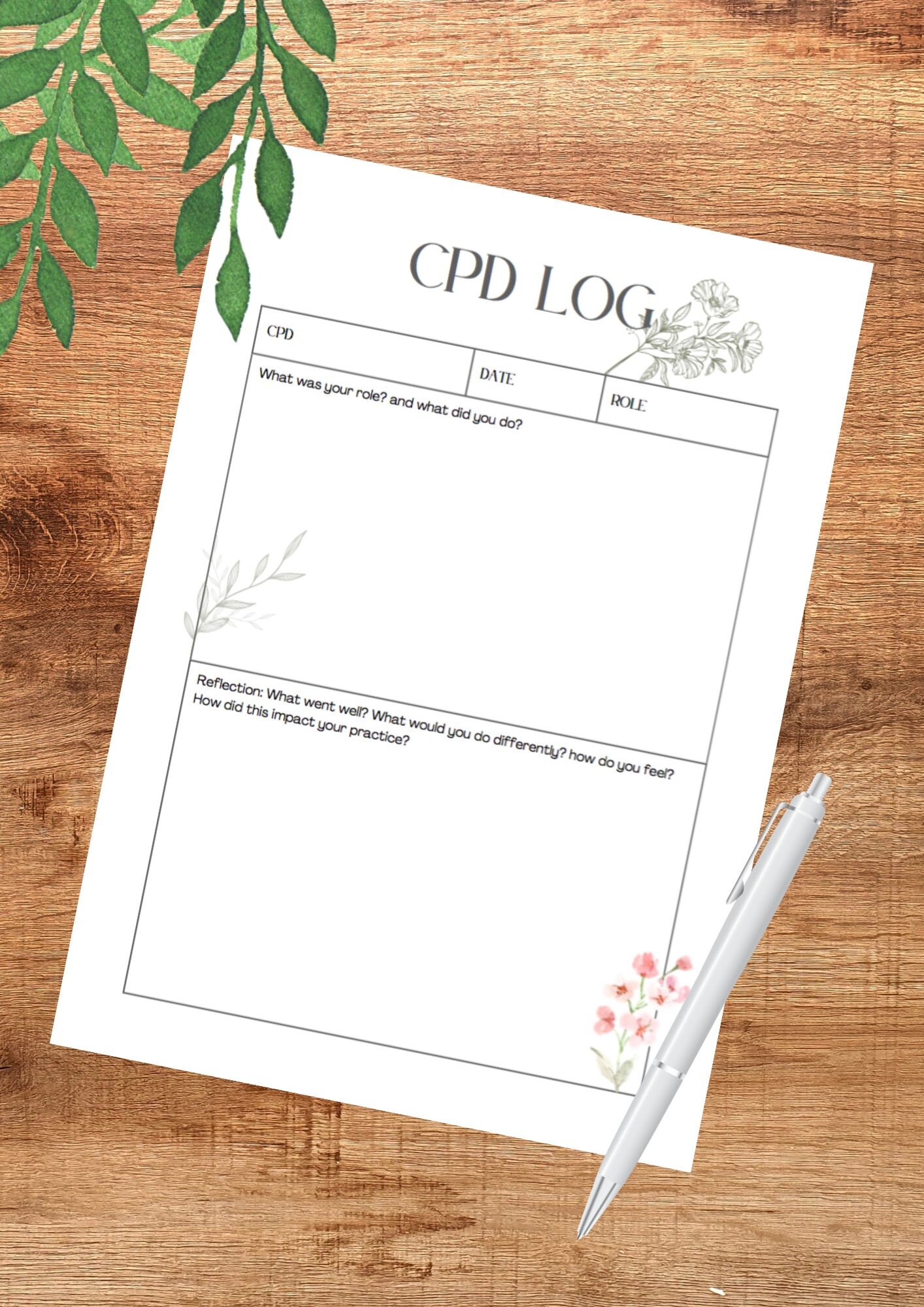 CPD Log Social Worker Student Reflection Plan Digital Download PDF ...