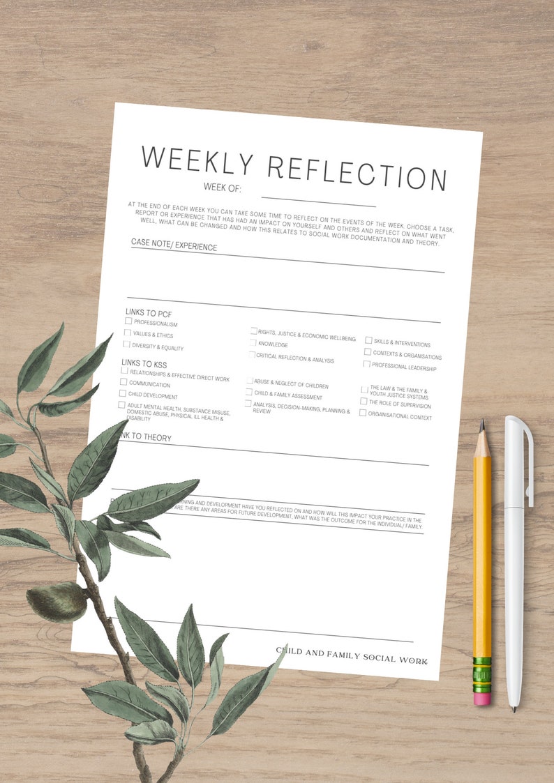 Social Work Social Worker Planner Student Reflections - Etsy