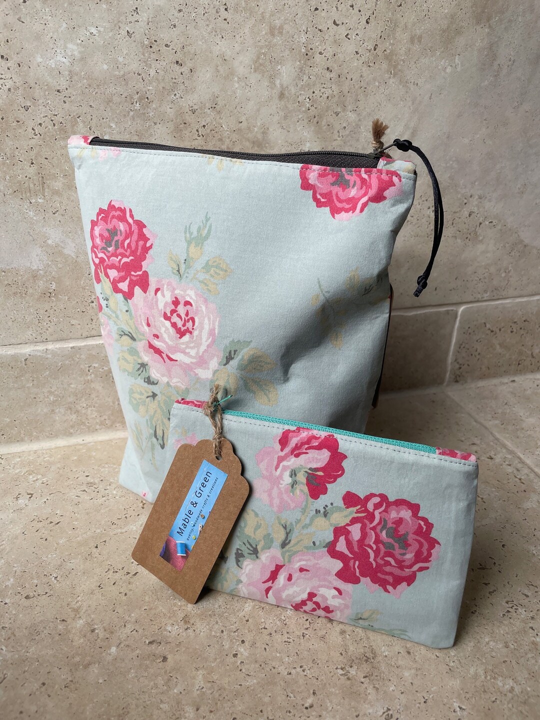 Wash Bag and Zipped Purse Set With Waterproof Lining | Toiletry Bag ...