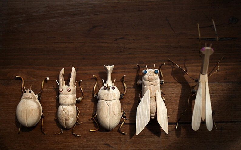 Bamboo Insect Mantis Beetle Sculpture Mini Insects Statue - Etsy